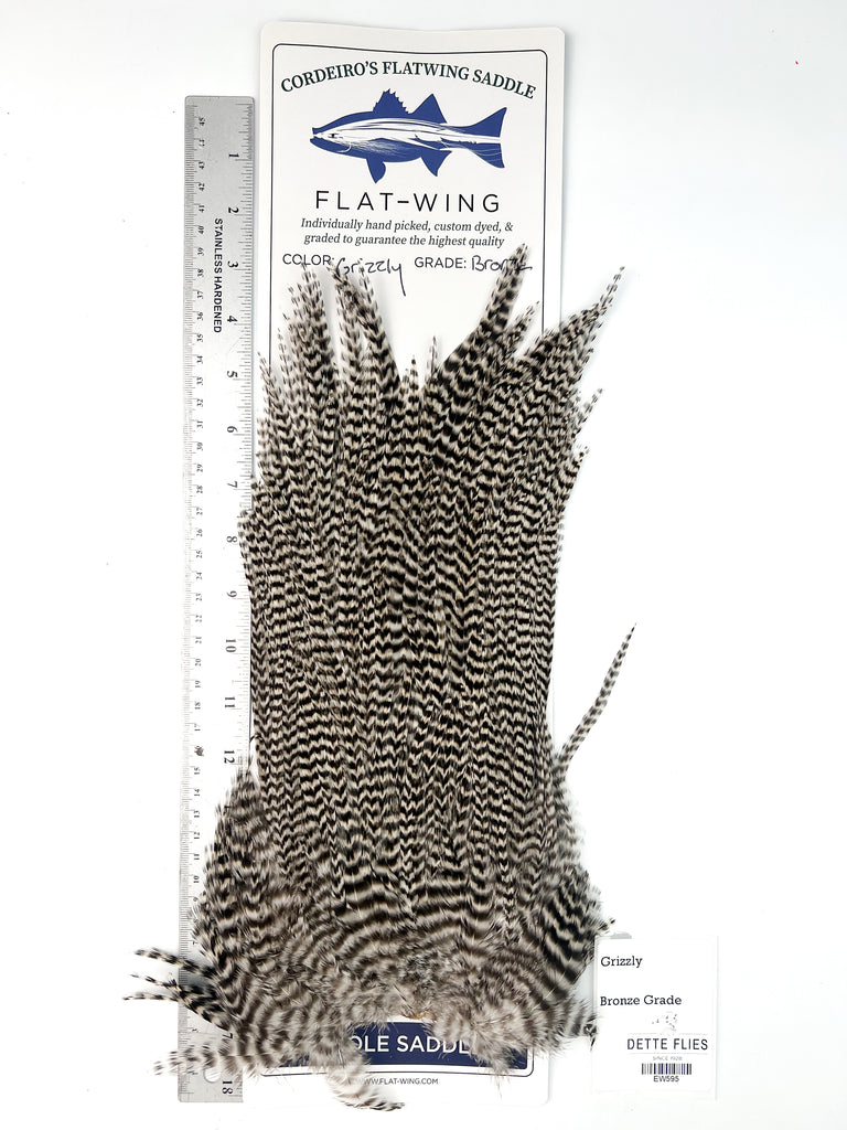 Grizzly - Ewing x Cordeiro's Flatwing Saddle - Bronze – Dette Flies