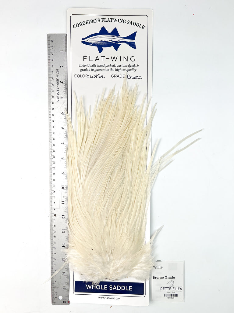 White - Ewing x Cordeiro's Flatwing Saddle - Bronze (#600) – Dette Flies