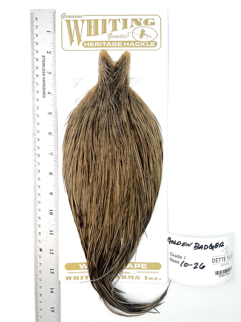 Golden Badger - Whiting Heritage Hackle Rooster Cape - Grade 1 (#42 ...