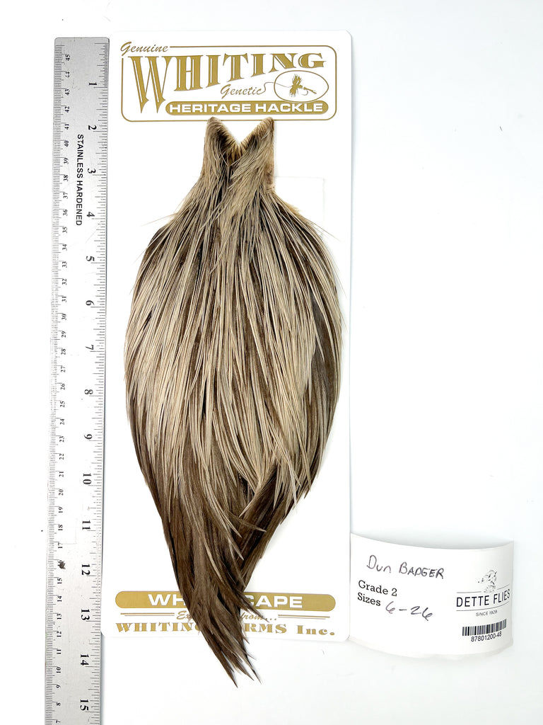 Dun Badger - Whiting Heritage Hackle Rooster Cape - Grade 2 (#48 ...