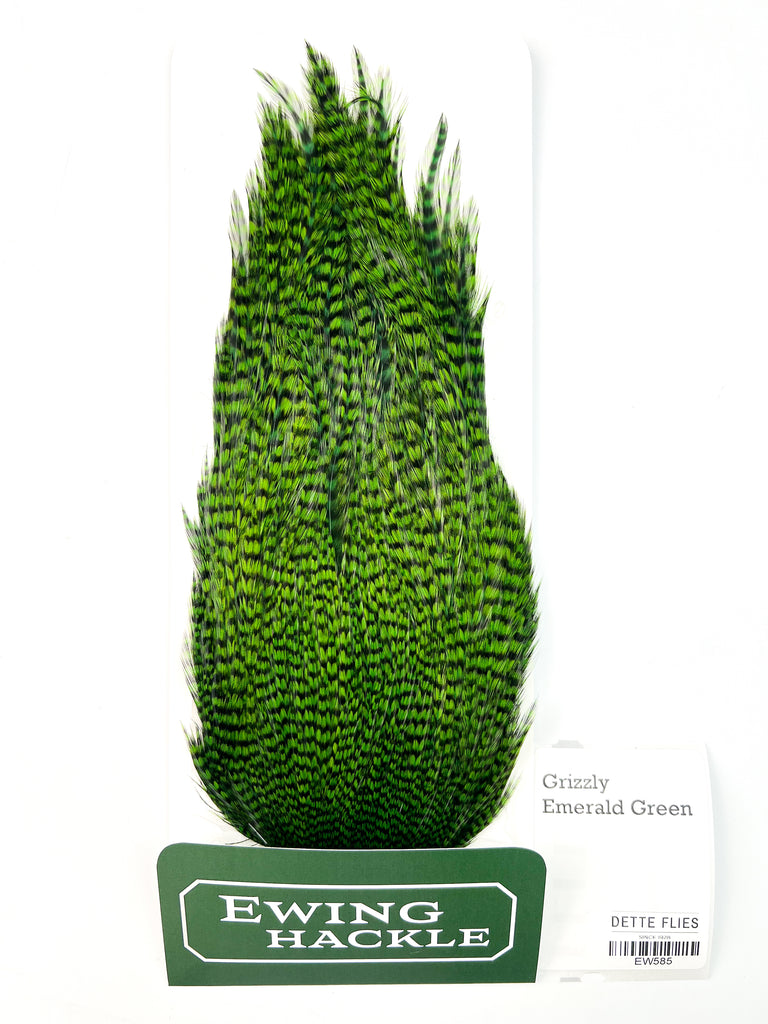 Grizzly dyed Emerald Green - Ewing Rooster Cape (585) – Dette Flies